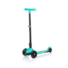 Chipolino Kinderroller Robby 3 LED-R&auml;der Lenker h&ouml;henverstellbar klappbar Bremse t&uuml;rkis