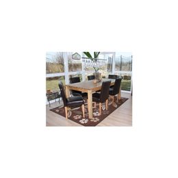 MCW 6er-Set Esszimmerstuhl Stuhl K&uuml;chenstuhl Littau ~ Kunstleder, braun, helle Beine