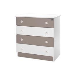 Lorelli Kommode Dresser 81 x 50 x 86 cm, 4 gro&szlig;e Schubladen, schnelle Montage dunkelbraun wei&szlig;