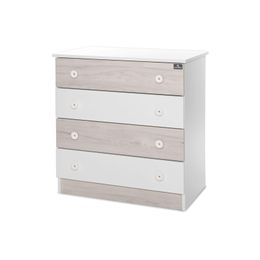 Lorelli Kommode Dresser 81 x 50 x 86 cm, 4 gro&szlig;e Schubladen, schnelle Montage grau wei&szlig;