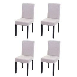 MCW 4er-Set Esszimmerstuhl Stuhl Küchenstuhl Littau ~ Textil, creme-beige, dunkle Beine