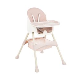 Kikkaboo Kinderhochstuhl 2 in 1 Brie, Kinderstuhl, Gurt, Tisch verstellbar, Korb pink