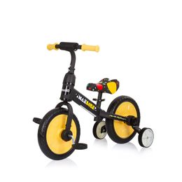 Chipolino Dreirad, Laufrad 2 in 1, Max Bike, 10 Zoll R&auml;der, Pedale, St&uuml;tzr&auml;der gelb Monster
