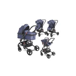 Lorelli Kombikinderwagen Alba Classic 3 in 1 Autositz, Babywanne, Sportsitz blau