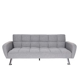 Sofa MCW-K19, Couch Schlafsofa G&auml;stebett Bettsofa Klappsofa, Nosagfederung Schlaffunktion 203cm ~ Stoff/Textil hellgrau