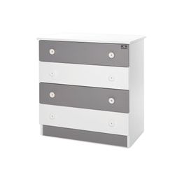 Lorelli Kommode Dresser 81 x 50 x 86 cm, 4 gro&szlig;e Schubladen, schnelle Montage wei&szlig; dunkelgrau