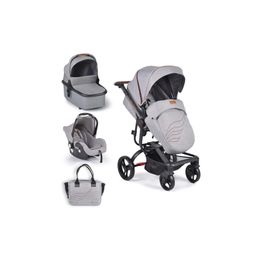 Cangaroo Kinderwagen Ellada 3 in 1 Babyschale, Babywanne, Sportsitz, klappbar grau