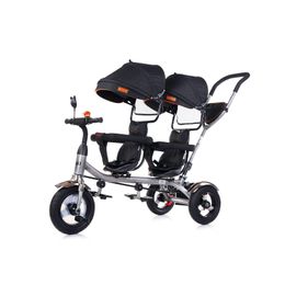 Chipolino Tricycle Dreirad 2Play zwei Kinder bis 50 kg Gummireifen Lenkstange black