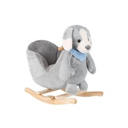 Kikkaboo Schaukeltier Puppy mit Sitz, Rückenlehne, Kufen, Holzgriffe, Fußstützen grau