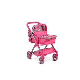Moni Puppenwagen, Puppenbuggy Vicky 9620, Tasche, Schiebegriff h&ouml;henverstellbar in pink