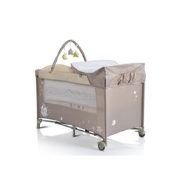 Moni Reisebett Sleepy Rollen, Wickelauflage, Matratze, Spielbogen, Seiteneingang beige braun