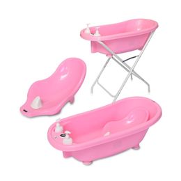 Lorelli Babybadewannen-Set Babybadewanne 88 cm Badesitz Badewannenst&auml;nder Ablauf rosa