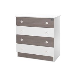 Lorelli Kommode Dresser 81 x 50 x 86 cm, 4 gro&szlig;e Schubladen, schnelle Montage wei&szlig; braun