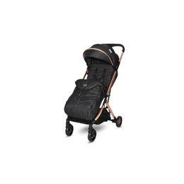 Lorelli Kinderwagen Myla Aluminiumrahmen Korb Fu&szlig;sack klappbar mit Zusatzgriff schwarz gold