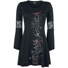 Alchemy England Bleeding Rose Mittellanges Kleid schwarz in L