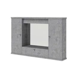 Betongrauer Badezimmerspiegelschrank 2 Türen m - Klappe H.61x93x14 cm