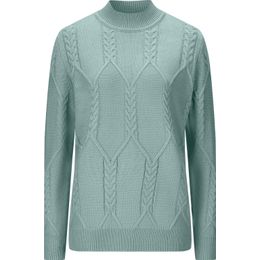 Damen Langarm-Pullover mit Zopfmuster kalkmint, Gr&ouml;&szlig;e 54
