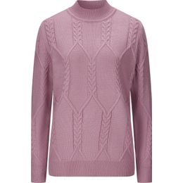 Damen Langarm-Pullover mit Zopfmuster mauve, Gr&ouml;&szlig;e 38