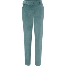 Damen Cordhose mit G&uuml;rtel, 2 Taschen jade, Gr&ouml;&szlig;e 27