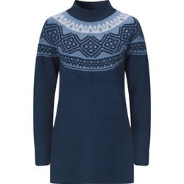 Damen Longpullover mit Norwegermuster dunkelblau-bleu, Gr&ouml;&szlig;e 38