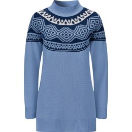 Damen Longpullover mit Norwegermuster bleu-dunkelblau, Gr&ouml;&szlig;e 42