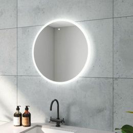 Aqualavos - led Badspiegel mit Beleuchtung rund Bad Spiegel Beschlagfrei Badezimmerspiegel 60x60x2,5cm Gestensteuerung Kaltweiß 6400K Slim Design
