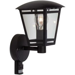 Brilliant - Lampe Riley Außenwandleuchte stehend Bewegungsmelder schwarz 1x A60, E27, 40W, geeignet für Normallampen (nicht enthalten) IP-Schutzart: