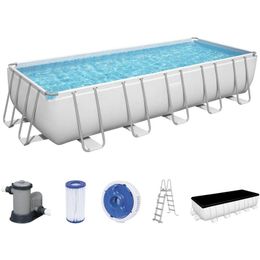 Bestway Power Steel™ Frame Pool Komplett-Set mit Filterpumpe 640 x 274 x 132 cm , lichtgrau, eckig - Grau