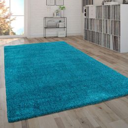 Hochflor-Teppich, Shaggy-Teppich, Moderner Wohnzimmer-Teppich In Türkis 80x150 cm - Paco Home