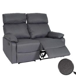 2er Kinosessel MCW-L93, Relaxsessel Fernsehsessel Sofa, Armlehne Liegefunktion Nosagfederung Stoff/Textil ~ dunkelgrau