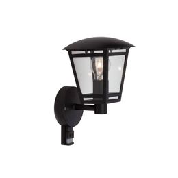 Brilliant Lampe Riley Außenwandleuchte stehend Bewegungsmelder schwarz 1x A60, E27, 40W, geeignet für Normallampen (nicht enthalten) IP-Schutzart: 44 - spritzwassergeschützt
