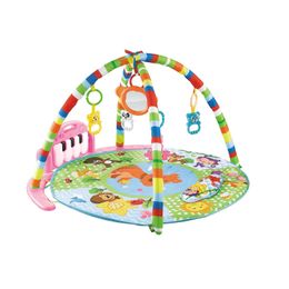 Chipolino Spielbogen, Krabbeldecke Happy Känguru Piano Spiegel 4 hängende Tiere rosa