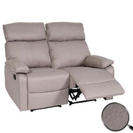 2er Kinosessel MCW-L93, Relaxsessel Fernsehsessel Sofa, Armlehne Liegefunktion Nosagfederung Stoff/Textil ~ grau-braun