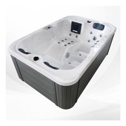 TroniTechnik® Outdoor Whirlpool Spa TINO Weiß Silber Marmoriert 195cm x 127cm mit Heizung, Hydromassage, zwei Pumpen