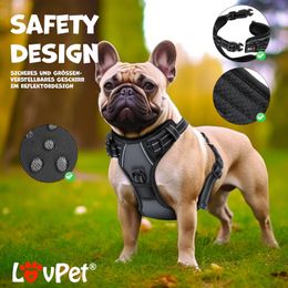 Lovpet® Hundegeschirr ohne Zug & würgen für Hunde & Welpen atmungsaktiv & weich Brustgeschirr reflektierend No-Pull-Geschirr inkl. Beutelrollen Verstellbares Geschirr mit Griff