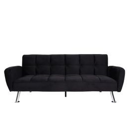 Sofa MCW-K19, Couch Schlafsofa Gästebett Bettsofa Klappsofa, Nosagfederung Schlaffunktion 203cm ~ Samt schwarz