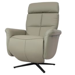 Relaxsessel MCW-L10, Design Fernsehsessel TV-Sessel Liegesessel, Liegefunktion drehbar, Voll-Leder ~ grau