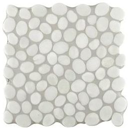 Mosaikfliese Marmor Kiesel 30 x 30 cm weiß