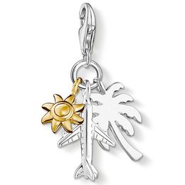 Thomas Sabo Charm-Einhänger Palme, Sonne, Flugzeug, 1430-413-21, gelb|goldfarben|silberfarben