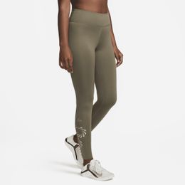 Nike Therma-FIT One Trainings-Leggings mit mittelhohem Bund und Grafik für Damen - Grün