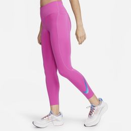 Nike Fast 7/8-Lauf-Leggings mit mittelhohem Bund und Taschen für Damen - Pink