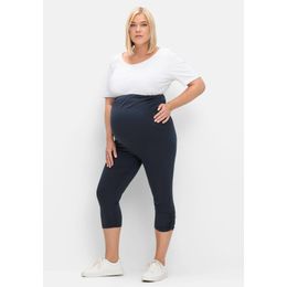 sheego Große Größen: Umstands-Leggings in Caprilänge, mit Überbauchbund, tiefblau, Gr.58