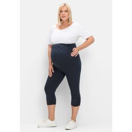 sheego Große Größen: Umstands-Leggings in Caprilänge, mit Überbauchbund, tiefblau, Gr.48