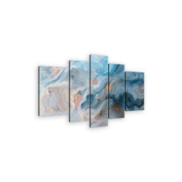 Wallarena Leinwandbild Marmor Blau Abstrakt Imitation Wohnzimmer Schlafzimmer Wandbild Modern