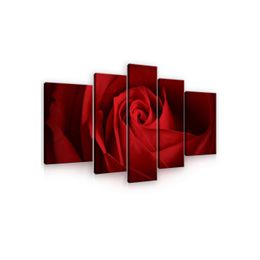Wallarena Leinwandbild Blumen Rose Rot Wohnzimmer Schlafzimmer Wandbild Modern