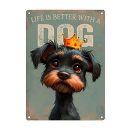 Cadouri Metallschild Hundeschild LIFE IS BETTER WITH A DOG