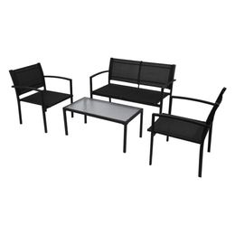 vidaXL Gartenlounge-Set vidaXL 4-tlg. Garten-Lounge-Set Textilene Schwarz