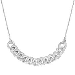 Collier Giorgio Martello MILANO "Mittelteil Panzerketten-Design mit Zirkonia, Silber 925" Halsketten Gr. 45 cm, Silber 925 (Sterlingsilber), silberfarben (silber> <) Damen Colliers