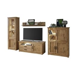 Wohnwand Boston - holzfarben - 337 cm - 204 cm - 52 cm - Sconto