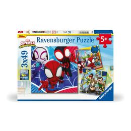RAVENSBURGER VERLAG Ravensburger Kinderpuzzle 05730 - Spideys Abenteuer - 3x49 Teile Spidey und seine Super-Freunde Puzzle für Kinder ab 5 Jahren